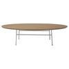 LeisureMod Rossmore Oval Coffee Table With White Steel Frame ...