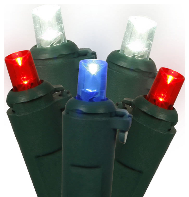 Vickerman X6G6521 50 Red-White-Blue Wide Angle Led, 25' Christmas Light ...