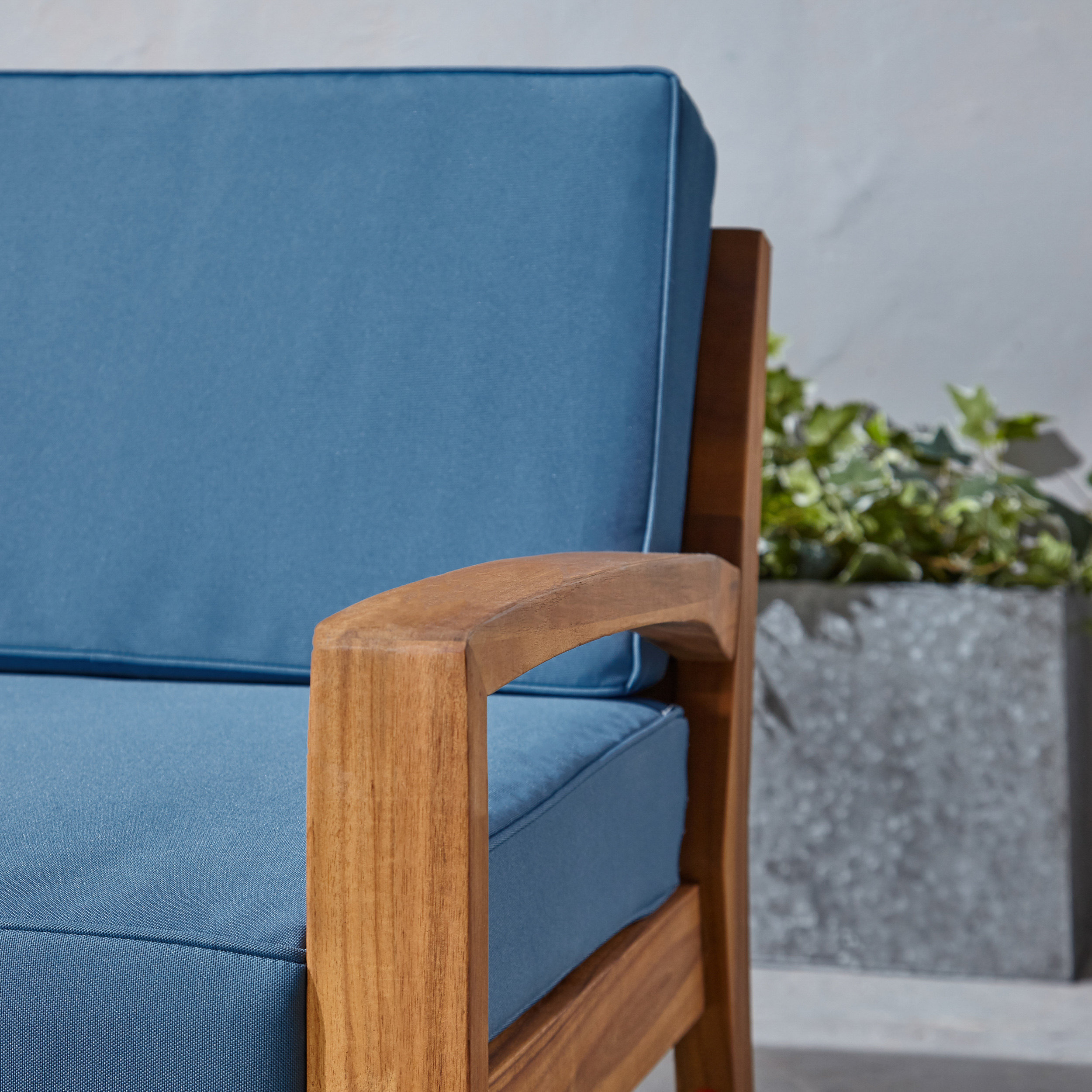 GDF Studio Outdoor Wood Club Chairs, Water Resistant Cushions, Set of 2 ...