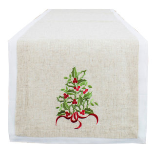Embroidered Christmas Tree Layered Table Runner, 16" X 96 ...