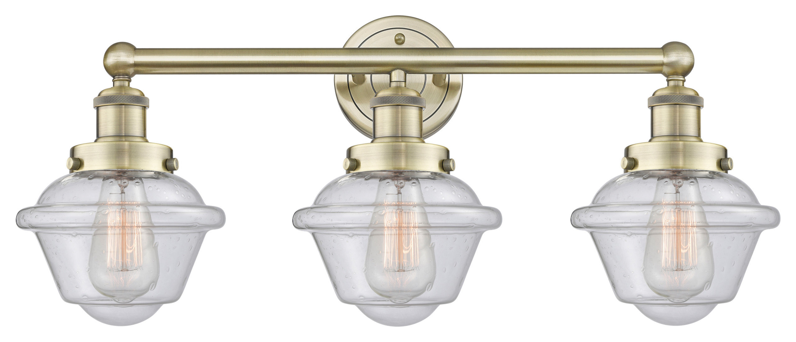 Oxford 3-Light 25" Bath Vanity Light, Antique Brass Finish - Industrial ...