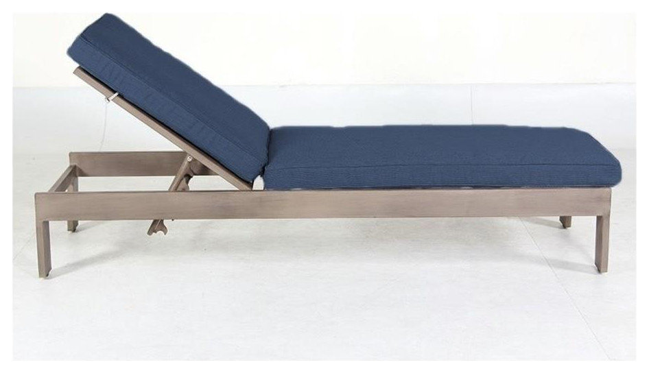 Aruba Aluminum Frame Chaise Lounge with Indigo Cushion in Handpainted ...