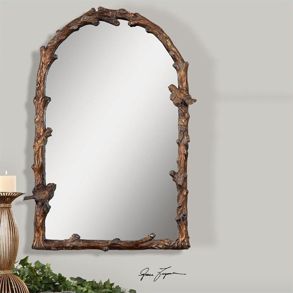 Bowery Hill Contemporary Arch Mirror in Distressed Antique Gold ...