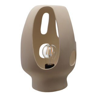 Ceramic Table Lamp With Cut-Outs, Volcano Finish, White - Transitional ...