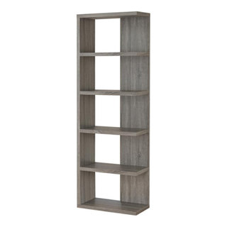 5-Tier Semi-Backless Bookcase, Weathered Gray - Transitional ...