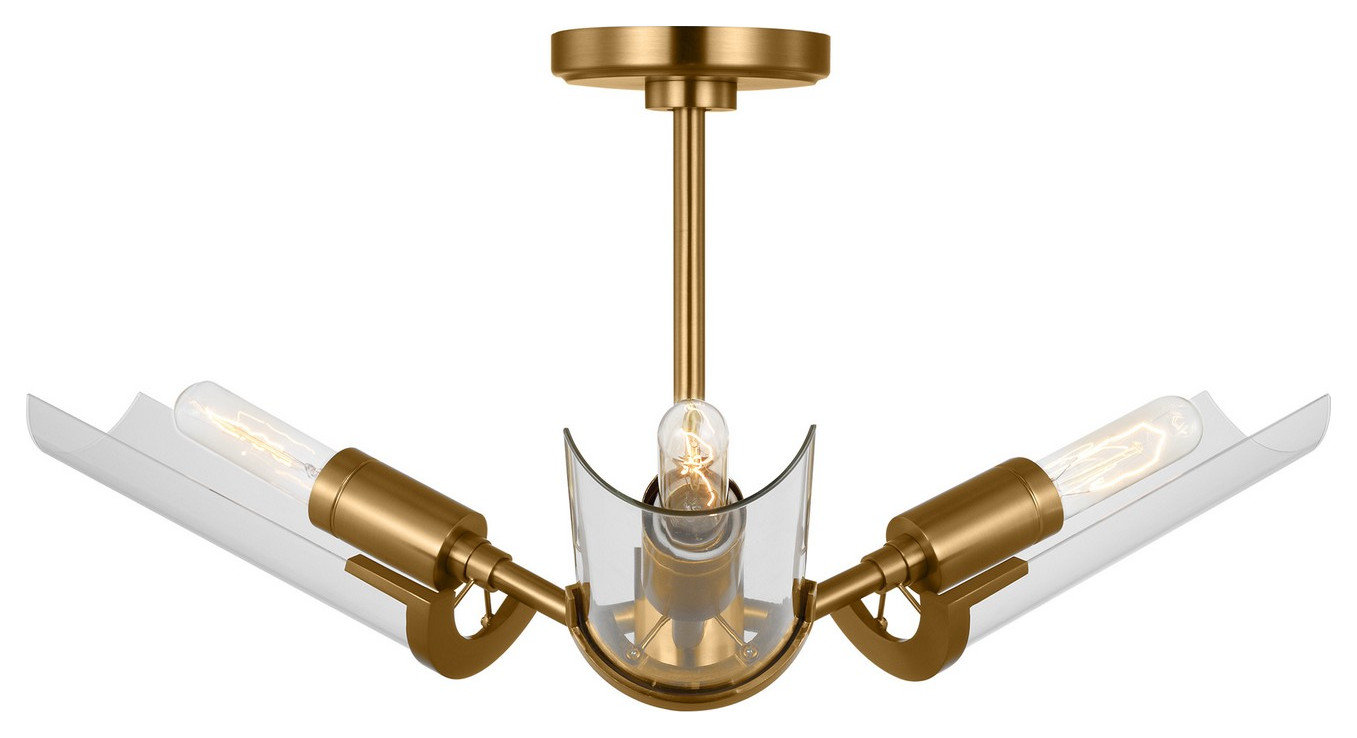 Visual Comfort Studio Mezzo Three Light Flush Mount - Transitional ...