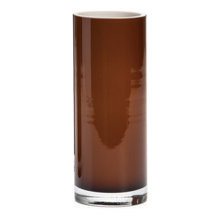 Torre and Tagus Rise Cylinder Glass Vase, Coffee, Small - Contemporary ...