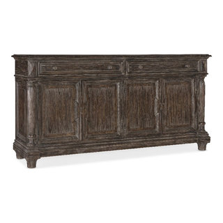 Traditions Four Door Buffet in Distressed Brown Wood Finish ...