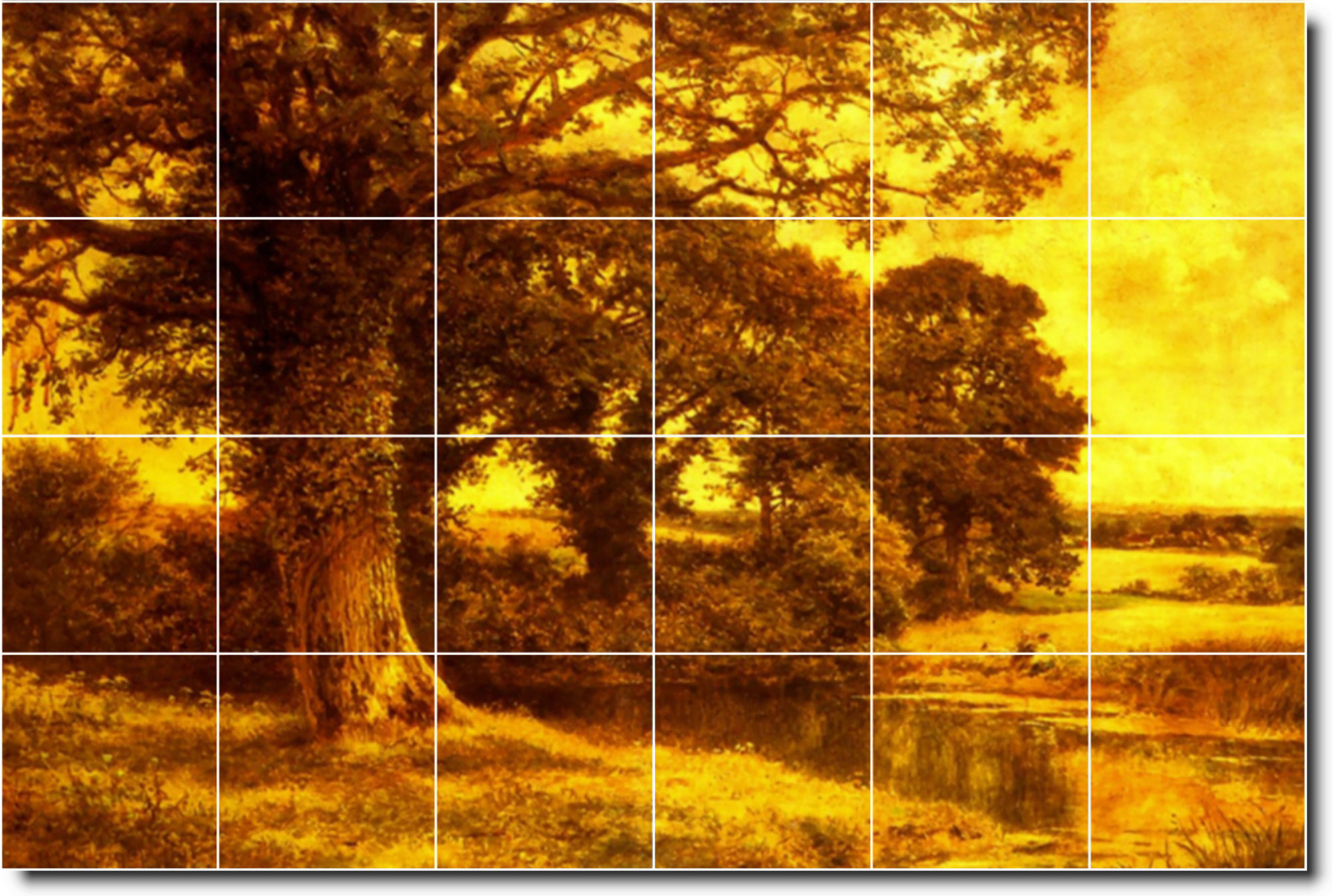 Benjamin Leader Landscapes Painting Ceramic Tile Mural #145, 36" Wide x ...