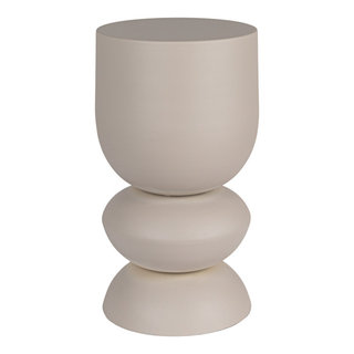 Metal Pawn Side Table, Beige - Transitional - Side Tables And End ...