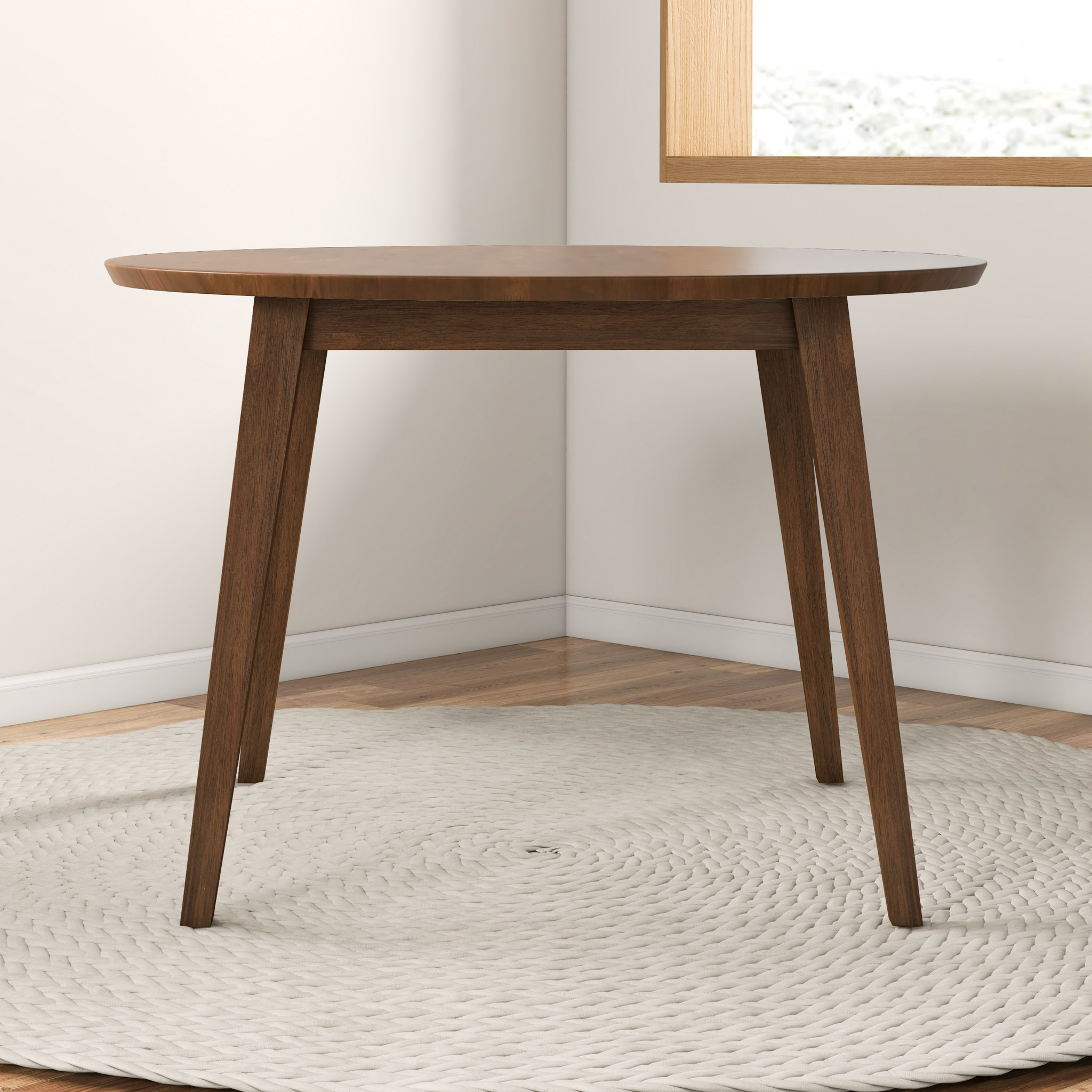 Fiona Mid-Century Modern Solid Wood Walnut Round Dining Table - Transitional - Dining Tables ...