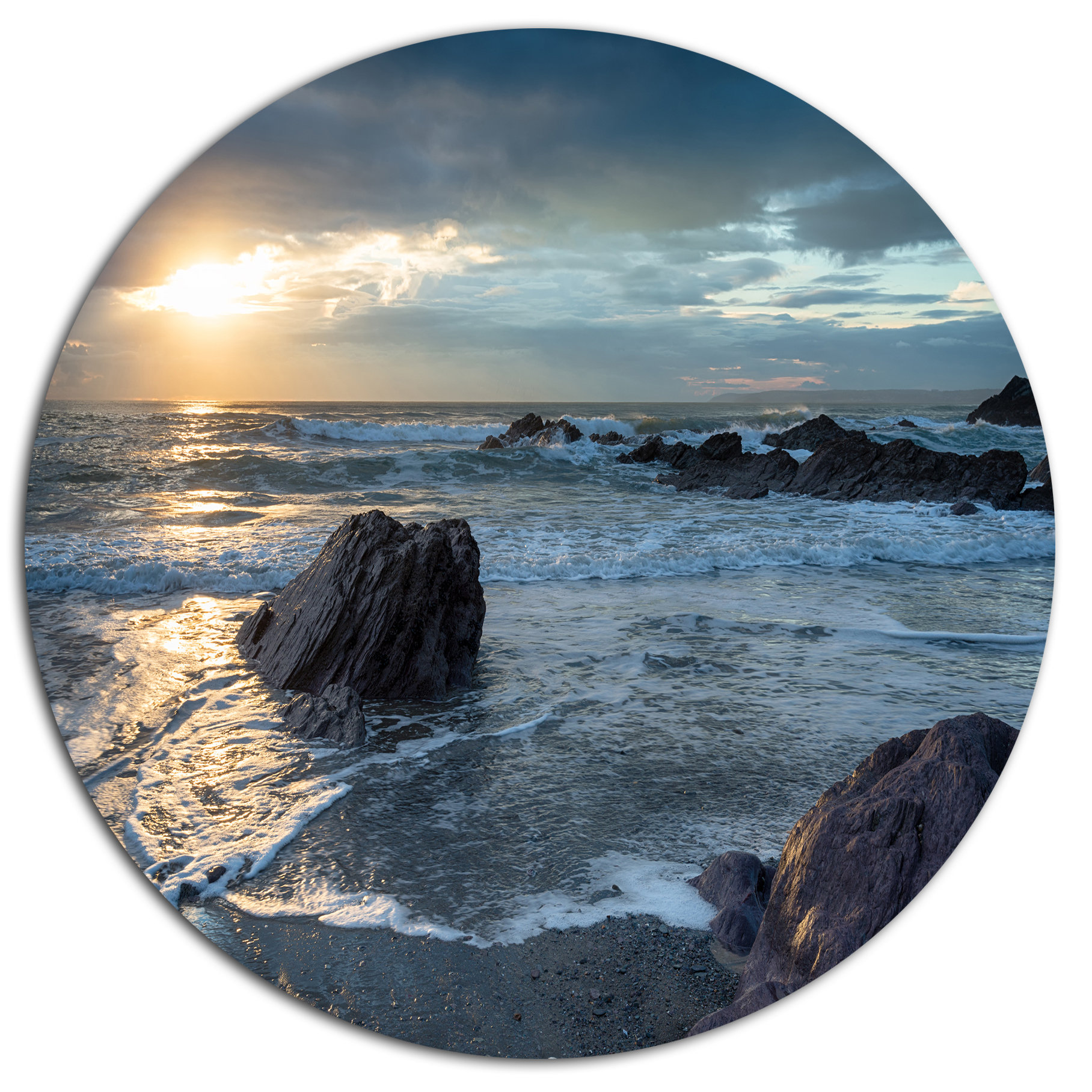 Sharrow Beach In Cornwall, Seashore Disc Metal Artwork Print, Disc of ...