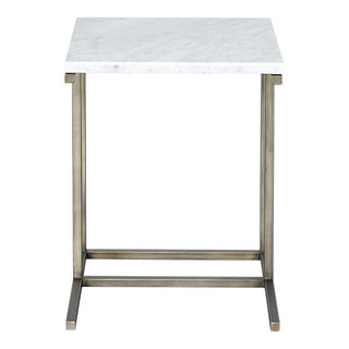 Palliser Furniture, Julien Chairside Table, Gunmetal Base, White Marble ...