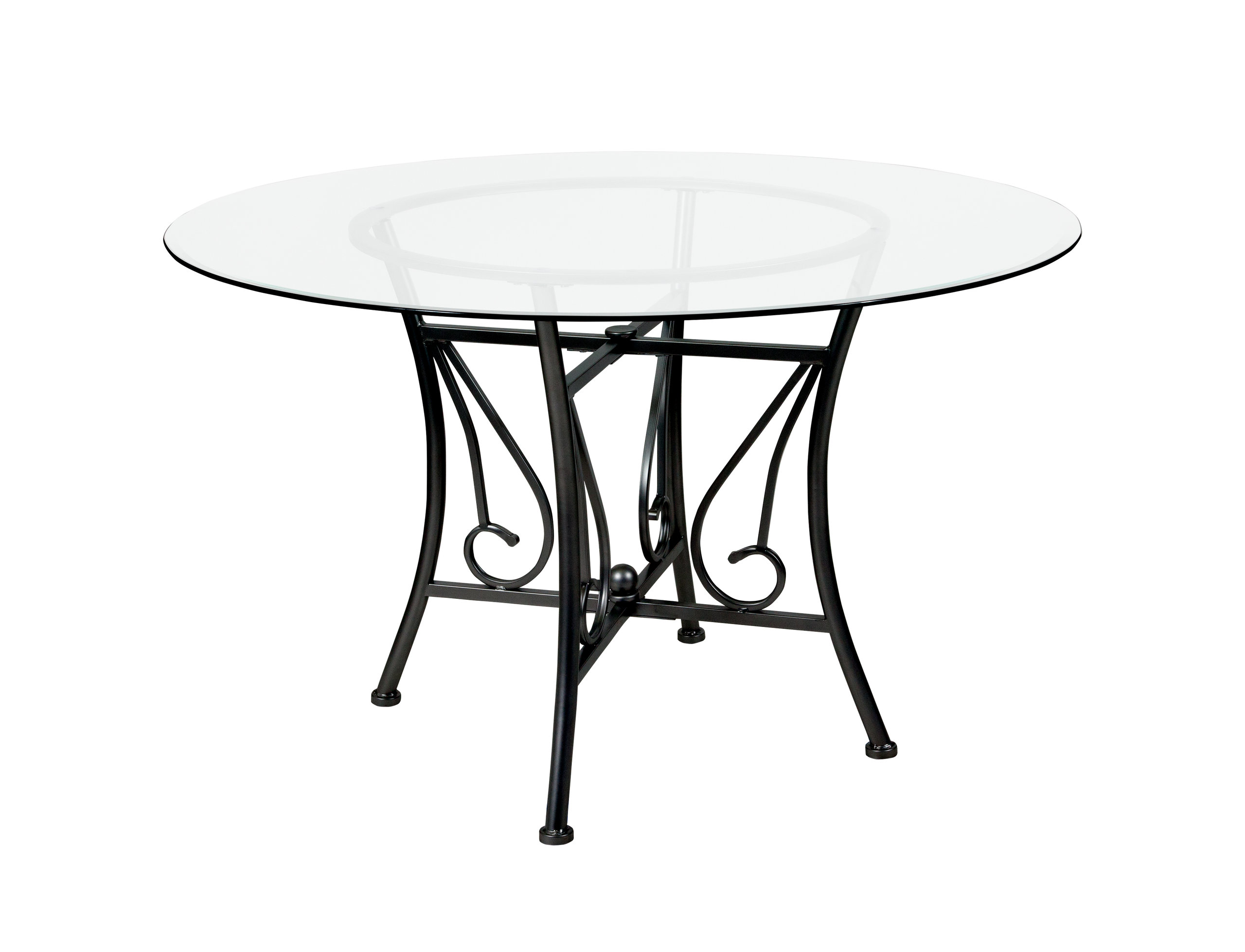 Princeton 48'' Round Glass Dining Table with Black Metal Frame ...