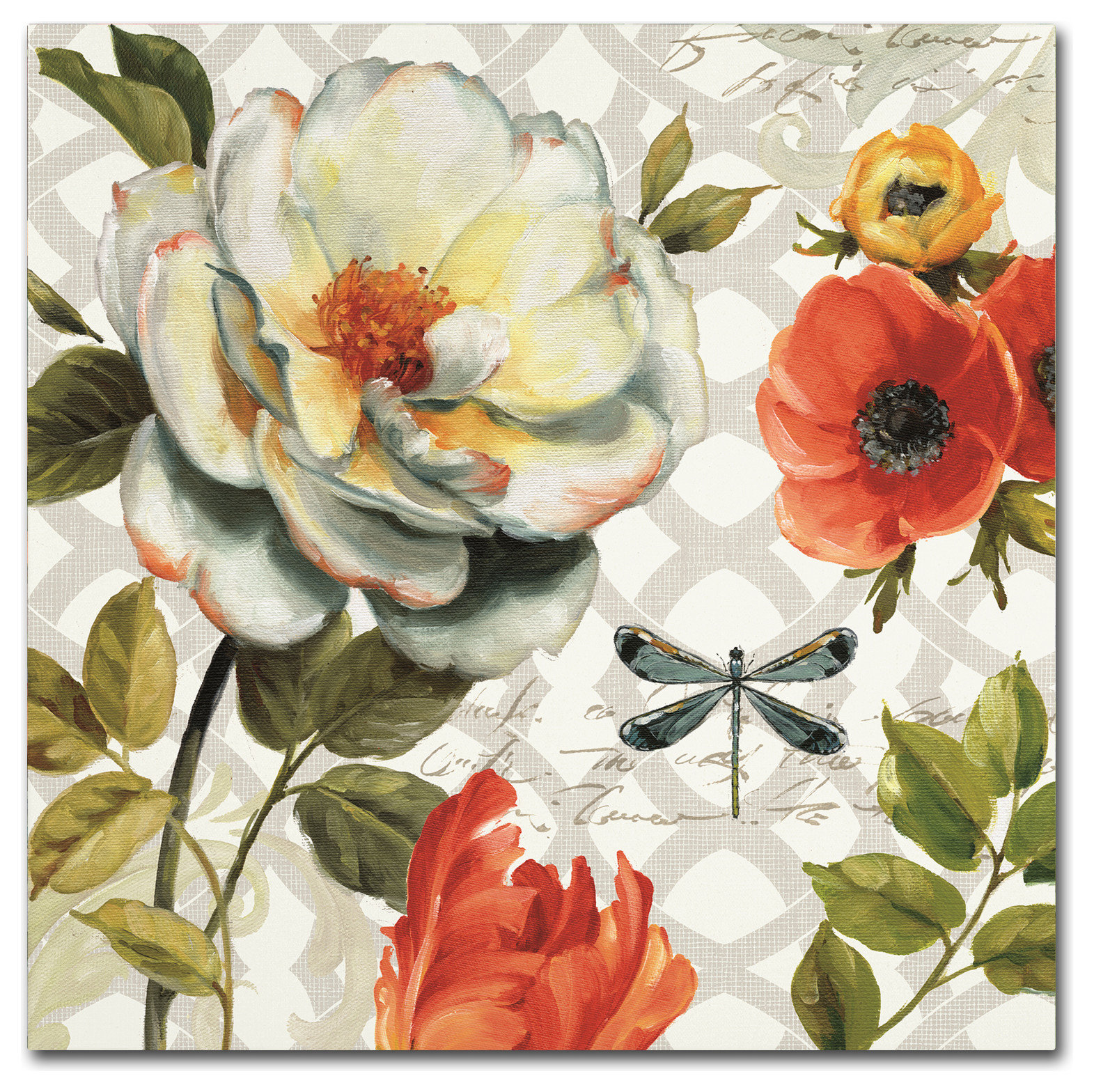 Lisa Audit 'Floral Story II on Grey' Canvas Art, 14"x 14 ...