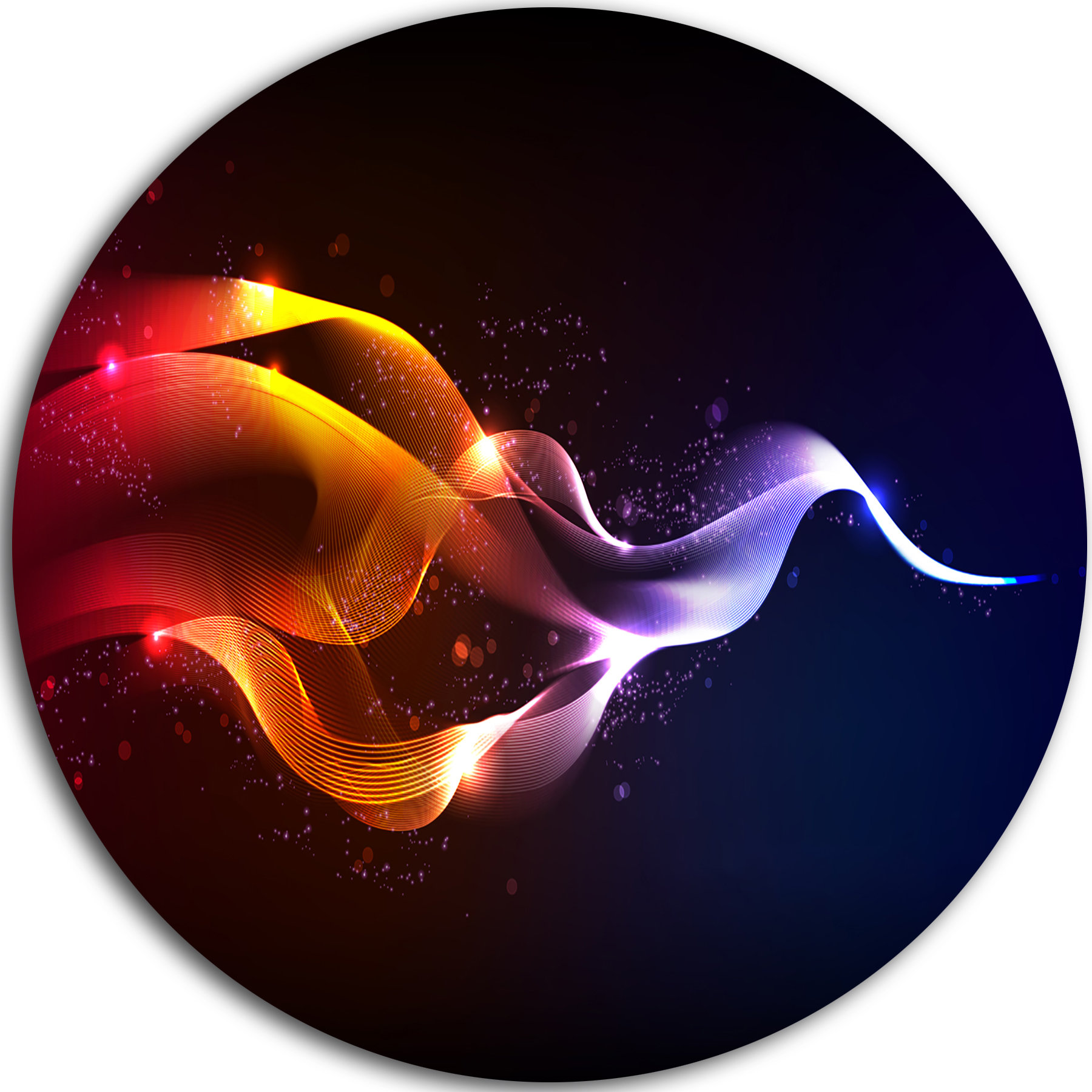 Abstract Vector Waves, Contemporary Large Disc Metal Wall Art, Disc of ...