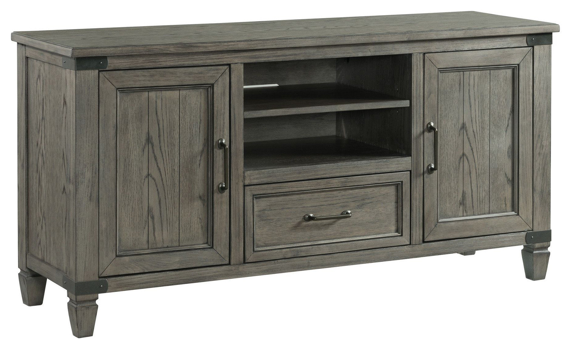 Foundry Media Console, Brushed Pewter, 60" Wide - Traditional ...