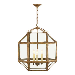 Morris Medium Lantern in Gilded Iron with Clear Glass - Transitional ...
