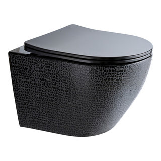 Luxury Round Wall-Mount Toilet Rimless Flushing Ceramic - Contemporary ...