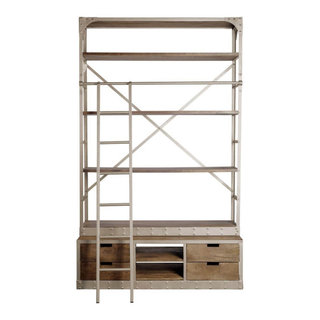 Gray Metal Shelving Unit With Light Brown Storage - Utility Shelves ...