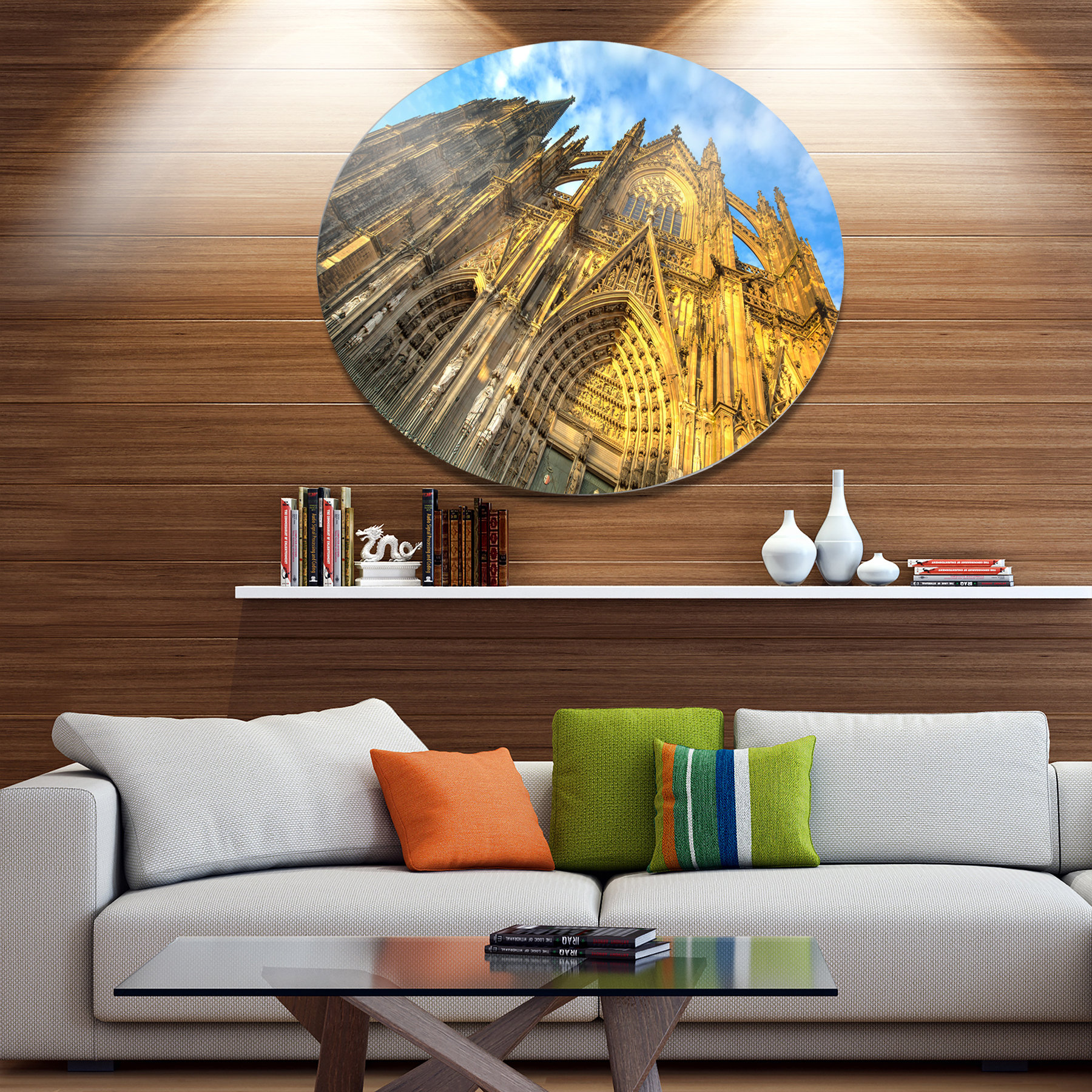 Facade Of Dom Church With Blue Sky, Cityscape Disc Metal Wall Art, Disc ...