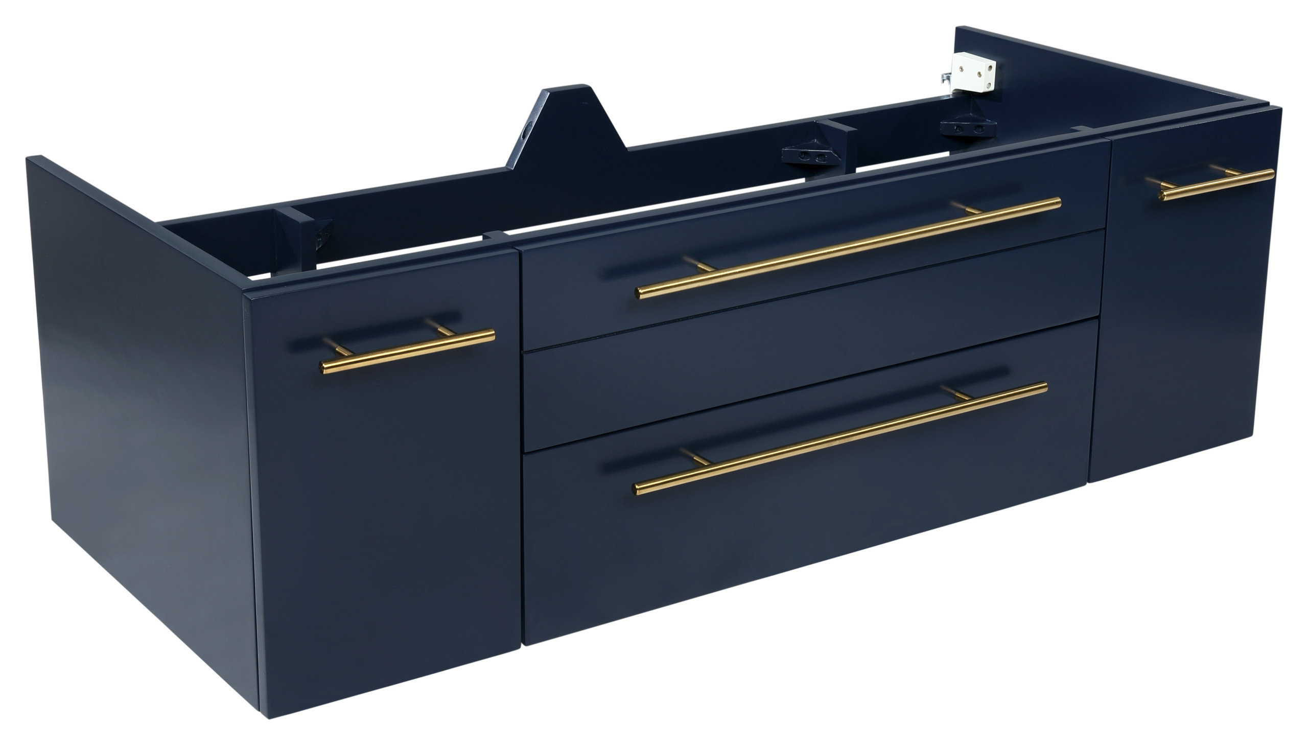 Lucera 48" Royal Blue Wall Hung Double Undermount Sink Modern Bathroom ...