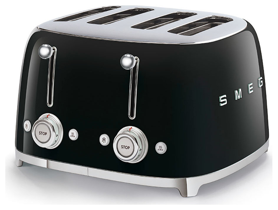 Smeg 50s Retro Line Black 4x4 Slot Toaster - Transitional - Toasters ...