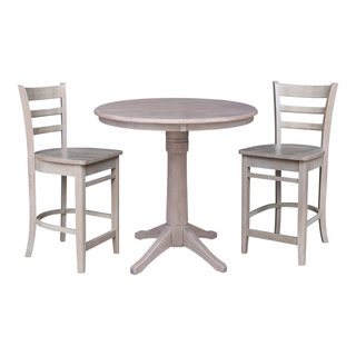 36" Round Pedestal Gathering Height Table With 2 Emily Counter Height ...