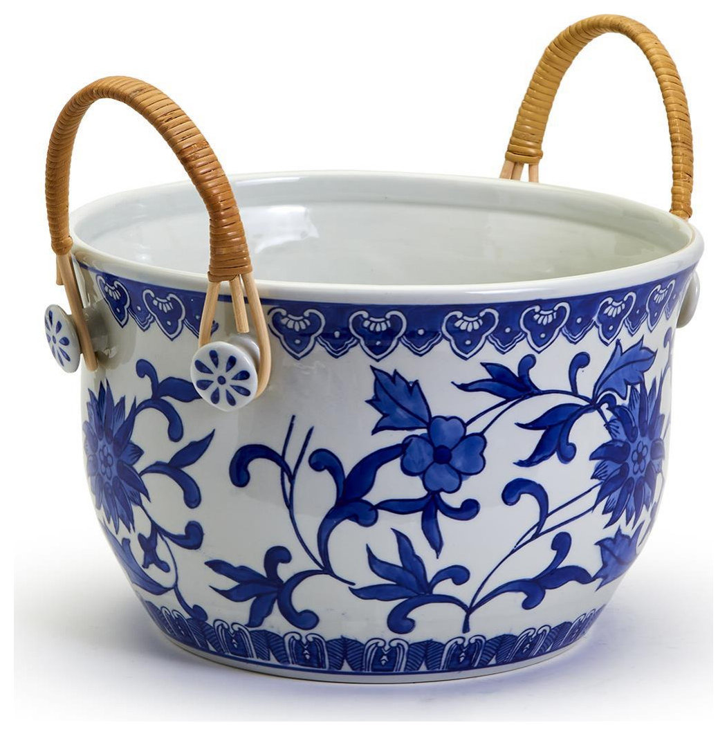 Two's Company 53952 Chinoiserie Bucket with Bamboo Handles - Asian ...