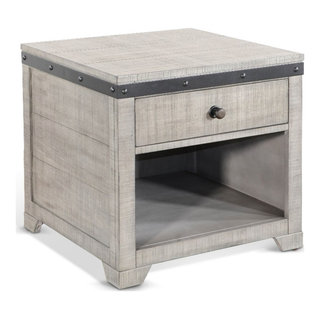 Sunny Designs Traditional Mahogany Wood End Table in Alpine Gray ...