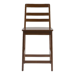 Walker Edison Modern Solid Wood Ladder-Back Counter Stool - Set of 2 ...