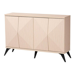 Modern Two-Tone Light Brown and Black Wood 4-Door Sideboard Buffet ...