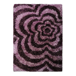 Hand Tufted Shag Polyester Area Rug Floral Purple, [Rectangle] 5'x8 ...