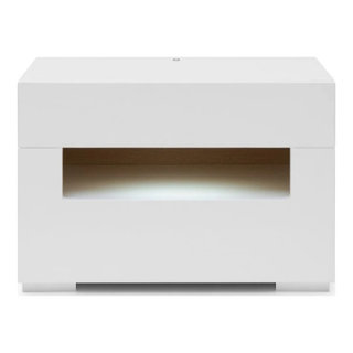 Kento Modern LED White Lacquer Nightstand - Contemporary - Nightstands ...