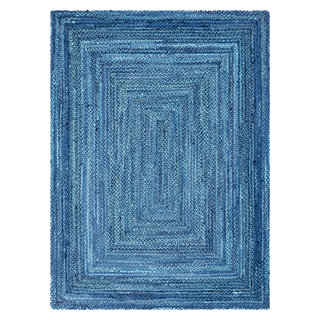 Rug Unique Loom Braided Chindi Blue Rectangular 9' 0 x 12' 0 ...