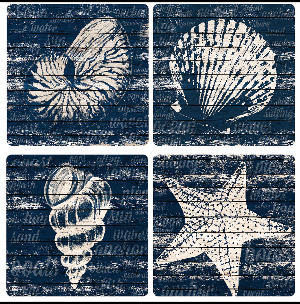 Coastal Wonder Stone Coasters, Set of 8, 4.5x1.38x1.38 - Beach Style ...