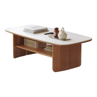Solid Wood Coffee Table Cherry Color Slate Coffee Table 51.2x21.7x15.7