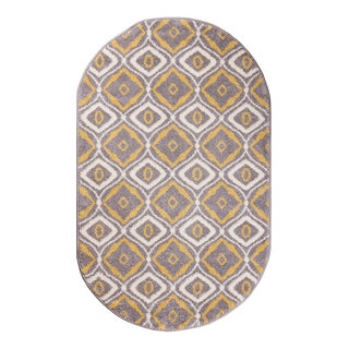 Well Woven Sydney Cozy Feeling Gray Gold Area Rug, 2'7" x 4'2" Oval ...