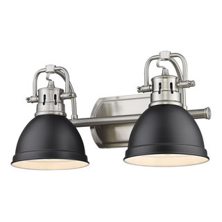 Golden Duncan 2-Light Bath Vanity 3602-BA2 PW-BLK, Pewter - Traditional ...