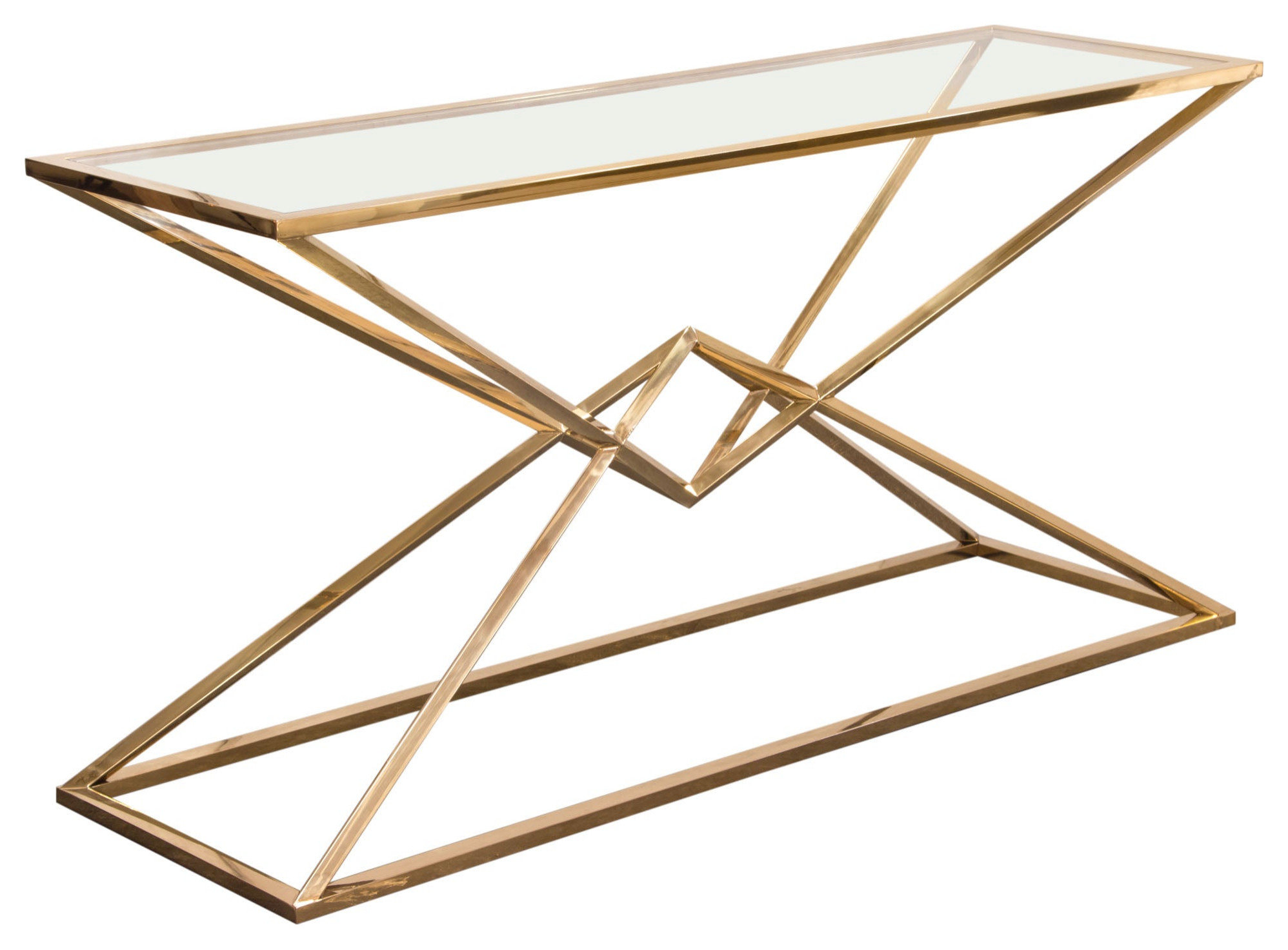 Aria Square Console Table With Metal Base, Gold - Contemporary ...