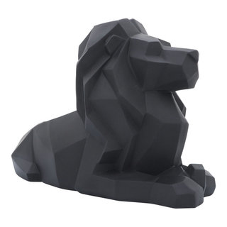 Resin 13" Laying Lion, Black - Contemporary - Decorative Objects And ...