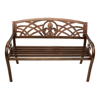 Leigh Country Metal Bench -Welcome Black & Gold - Mediterranean ...