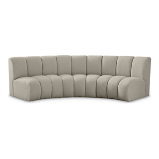 Infinity Black Boucle Fabric Upholstered Arc Shaped Modular Sectional ...