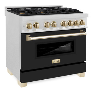 ZLINE Dual Fuel Range, DuraSnow Stainless Steel, RASZ-BLM-36-G ...