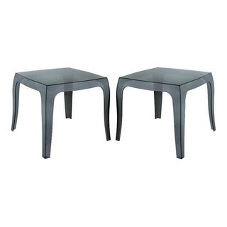 Home Square Polycarbonate Patio Side Table in Transparent Clear - Set ...