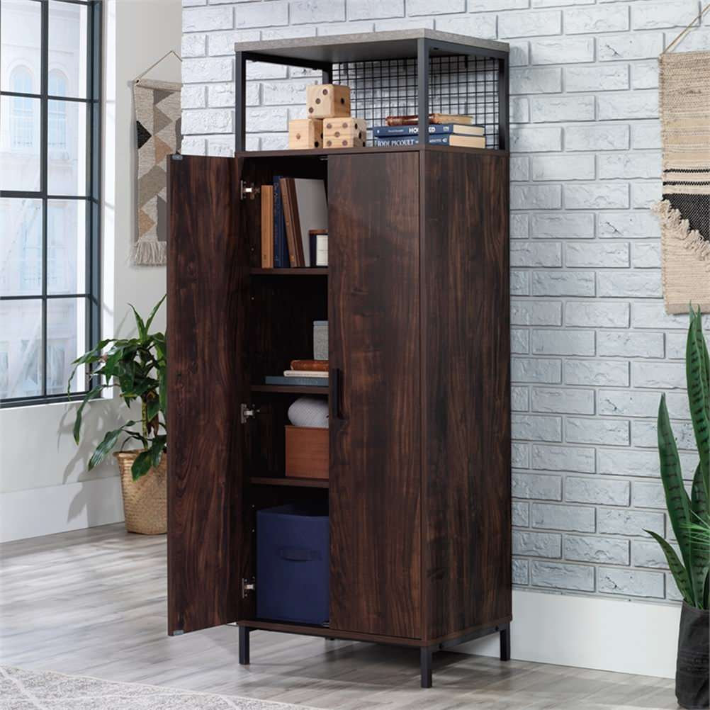 Sauder Market Commons Engineered Wood Storage Cabinet in Rich Walnut ...