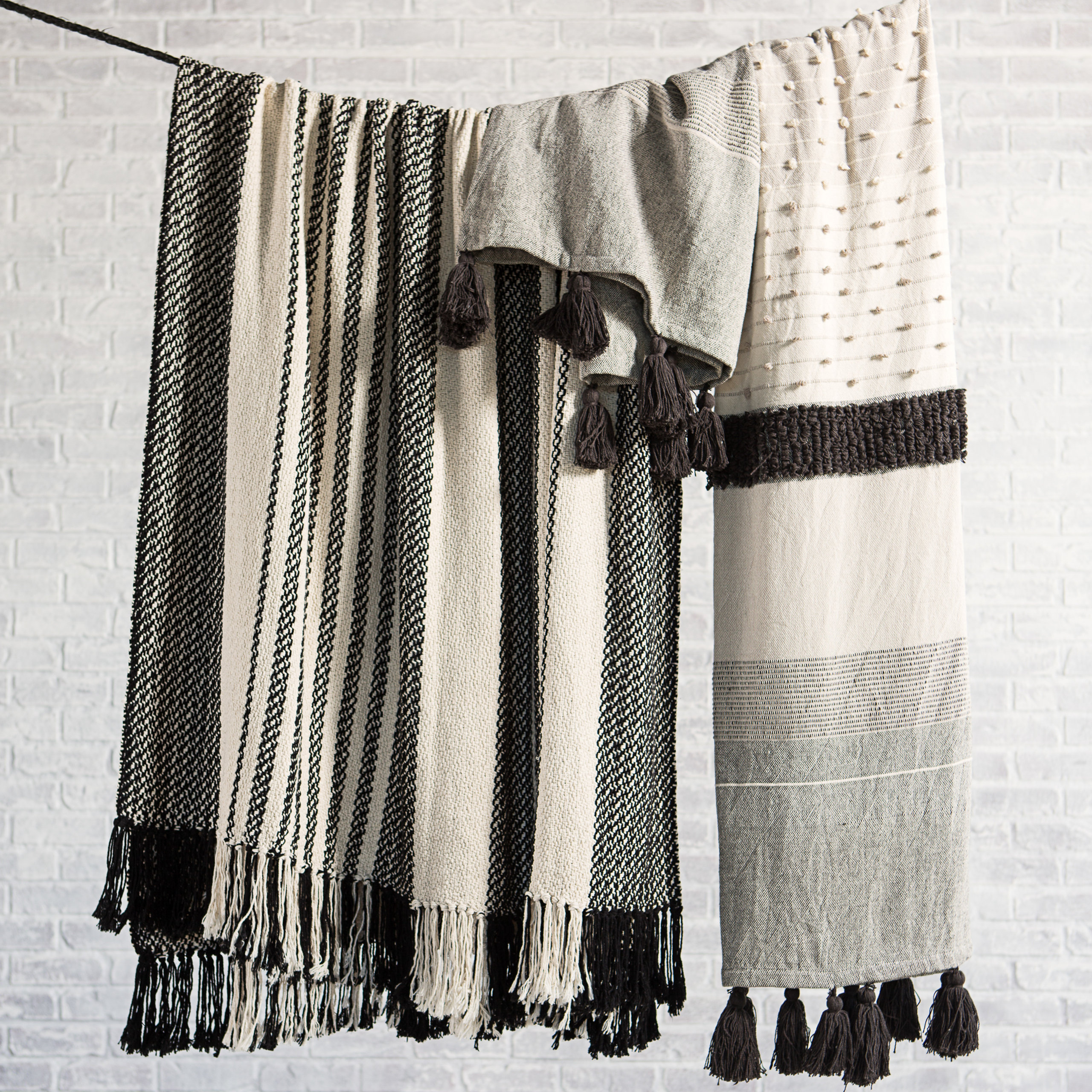 Jaipur Living Sur Striped Gray/Ivory Throw - Contemporary - Throws - by ...