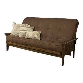 Bowery Hill Modern Queen-size Wood Futon-Linen Cocoa Mattress ...
