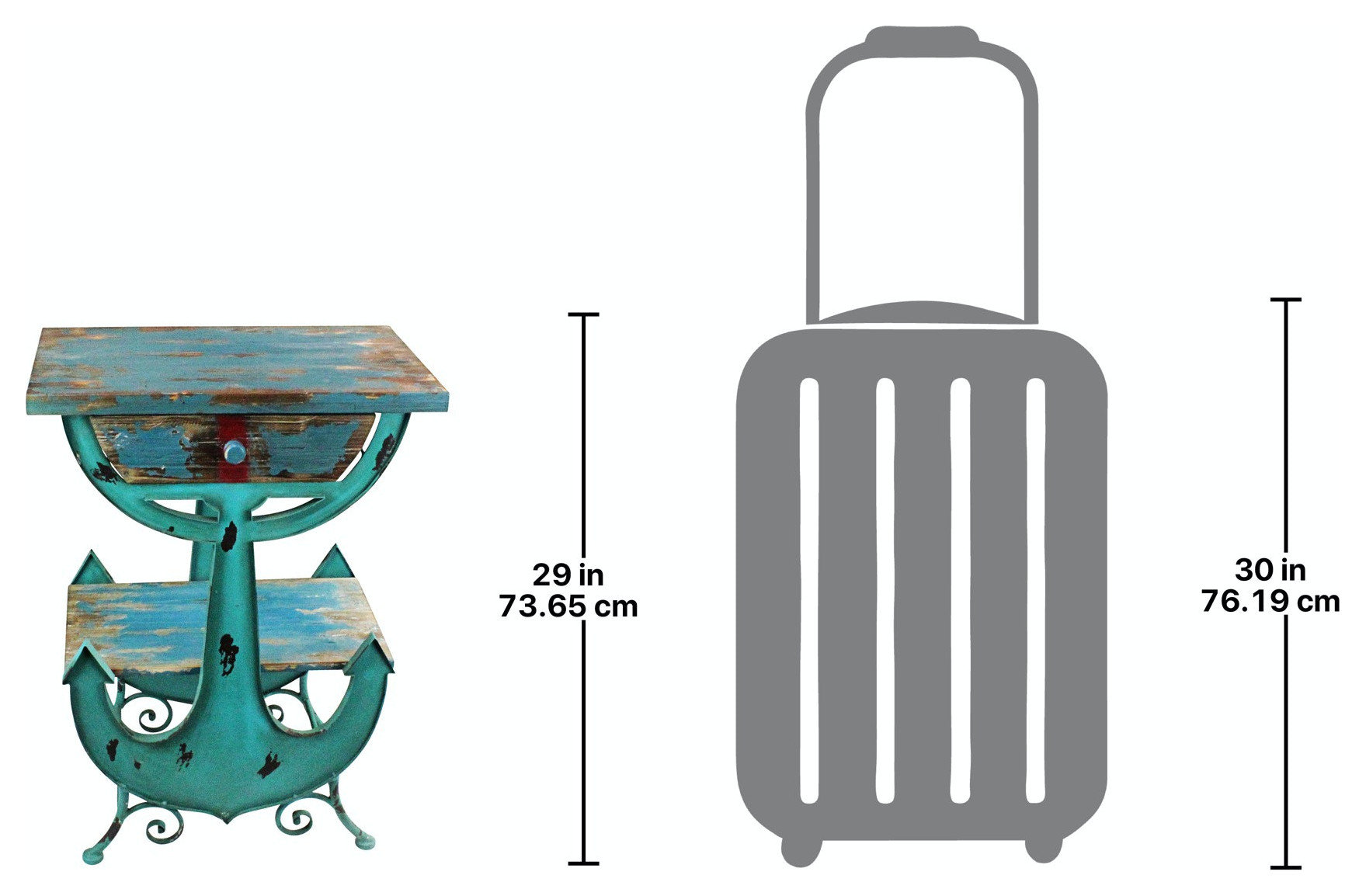 Anchors Aweigh Coastal Side Table - Beach Style - Outdoor Side Tables ...