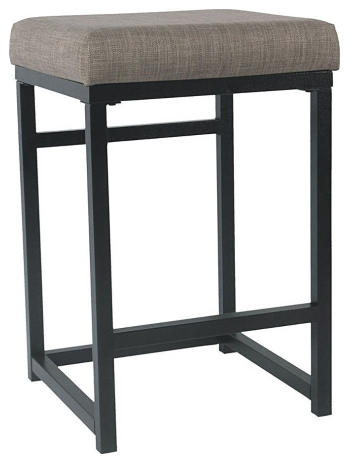 Home Square 24" Modern Metal and Fabric Counter Stool in Brown - Set of ...